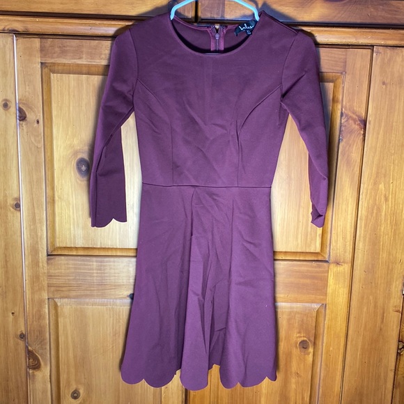 Lulus | Dresses | Lulus Plum Colored Scalloped Bottom Edge Fancy Dress ...